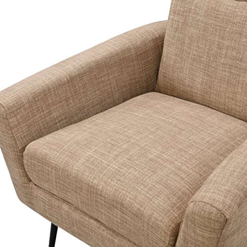 Tiokop Mid Century Modern Upholstered Fabric Accent, Living Room, Bedroom Leisure Single Sofa (Metal Legs),TV armrest seat,Suitable for Small Space Home,Office,Coffee Chair,Light Brown