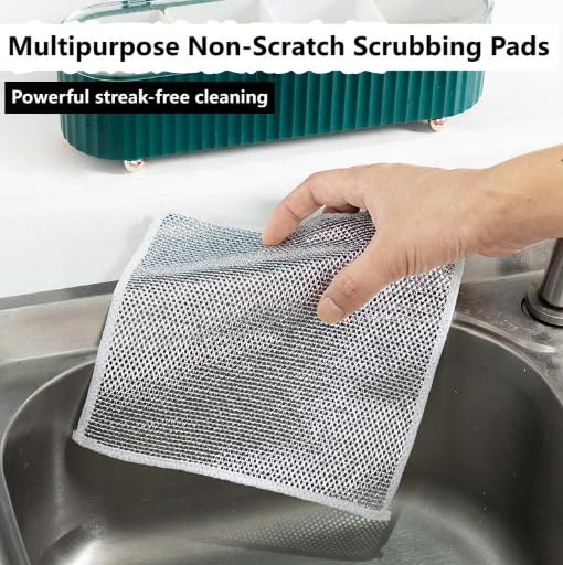 2023 New Multifunctional Non-Scratch Wire Dishcloth, Multipurpose Wire Dishwashing Rags for Wet and Dry, Scrubs & Cleans for Dishes, Sinks, Counters, Stove Tops, Easy Rinsing, Machine Washable. (10)