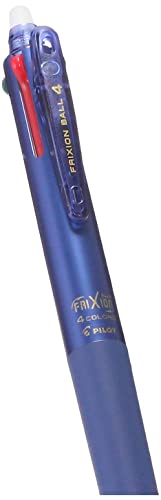 Pilot Ballpoint Pen, Frixion Ball 4, 0.38mm Ultra Fine, 4 Colors (Black, Red, Blue and Green), Blue Black Body (PLKFB80UF-BB)