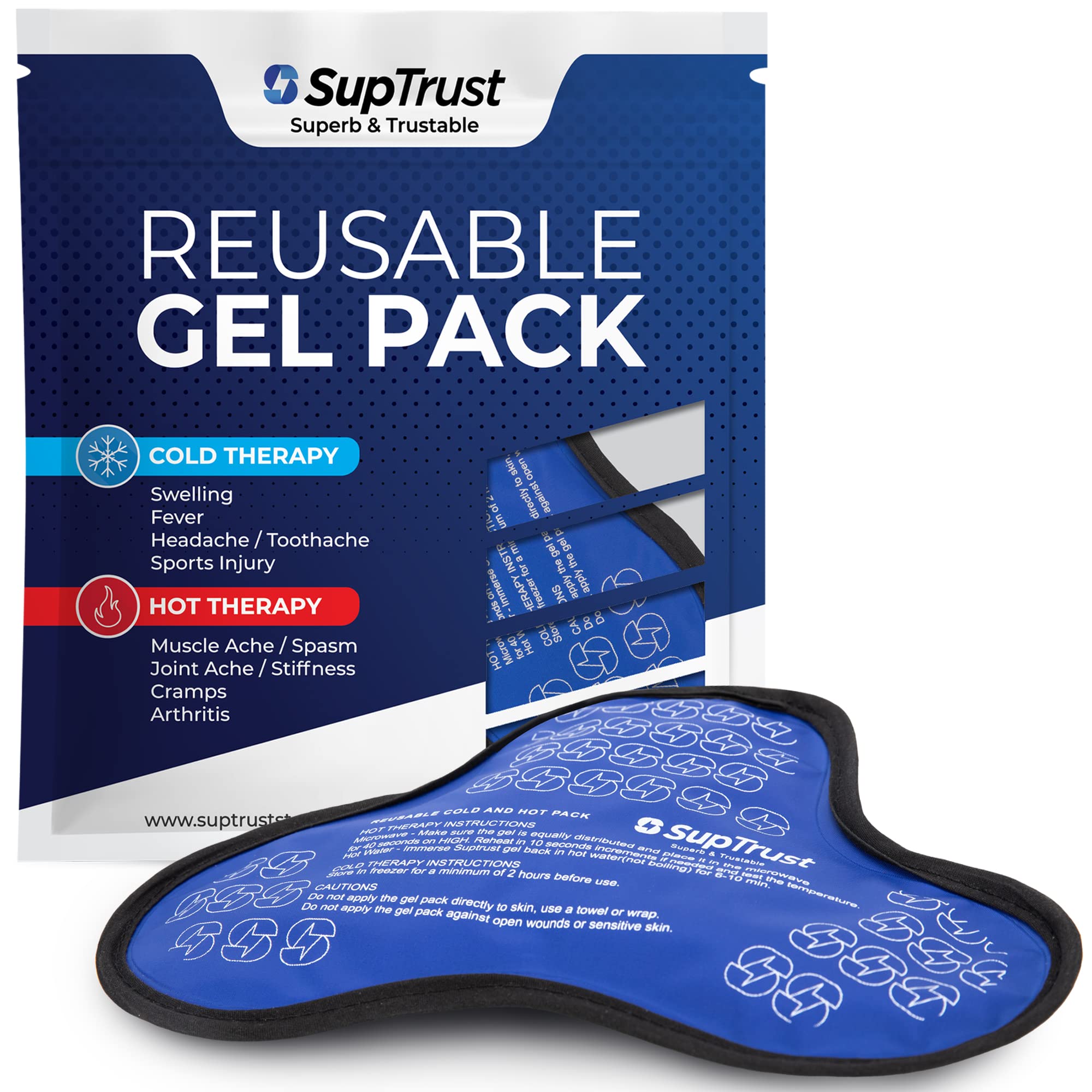 Gel Ice Pack for Injuries Reusable: Cold/Hot Pack for Neck, Shoulder, Knee, Hot Cold Therapy for Rotator Cuff Injuries, Bursitis, and Swelling, Shoulder Ice Pack Wrap, Ice Pack for Shoulder Brace