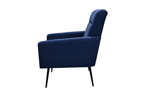 Tiokop Mid Century Modern Upholstered Fabric Accent, Living Room, Bedroom Leisure Single Sofa (Metal Legs), TV armrest seat,Suitable for Small Space Home,Office,Coffee Chair,Dark Blue
