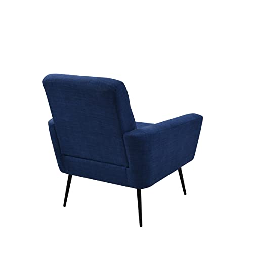 Tiokop Mid Century Modern Upholstered Fabric Accent, Living Room, Bedroom Leisure Single Sofa (Metal Legs), TV armrest seat,Suitable for Small Space Home,Office,Coffee Chair,Dark Blue