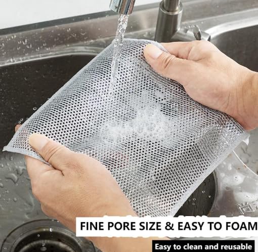 2023 New Multifunctional Non-Scratch Wire Dishcloth, Multipurpose Wire Dishwashing Rags for Wet and Dry, Scrubs & Cleans for Dishes, Sinks, Counters, Stove Tops, Easy Rinsing, Machine Washable. (10)