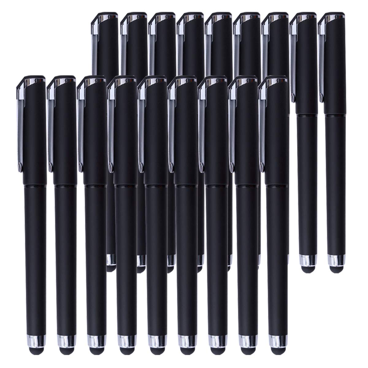 Black Gel Ink Rollerball Pens 1.0mm Gel Pens 2-in-1 stylus Pens 1.0mm Medium Point Pen for Office, Black gel ink(18 Pack-Black)