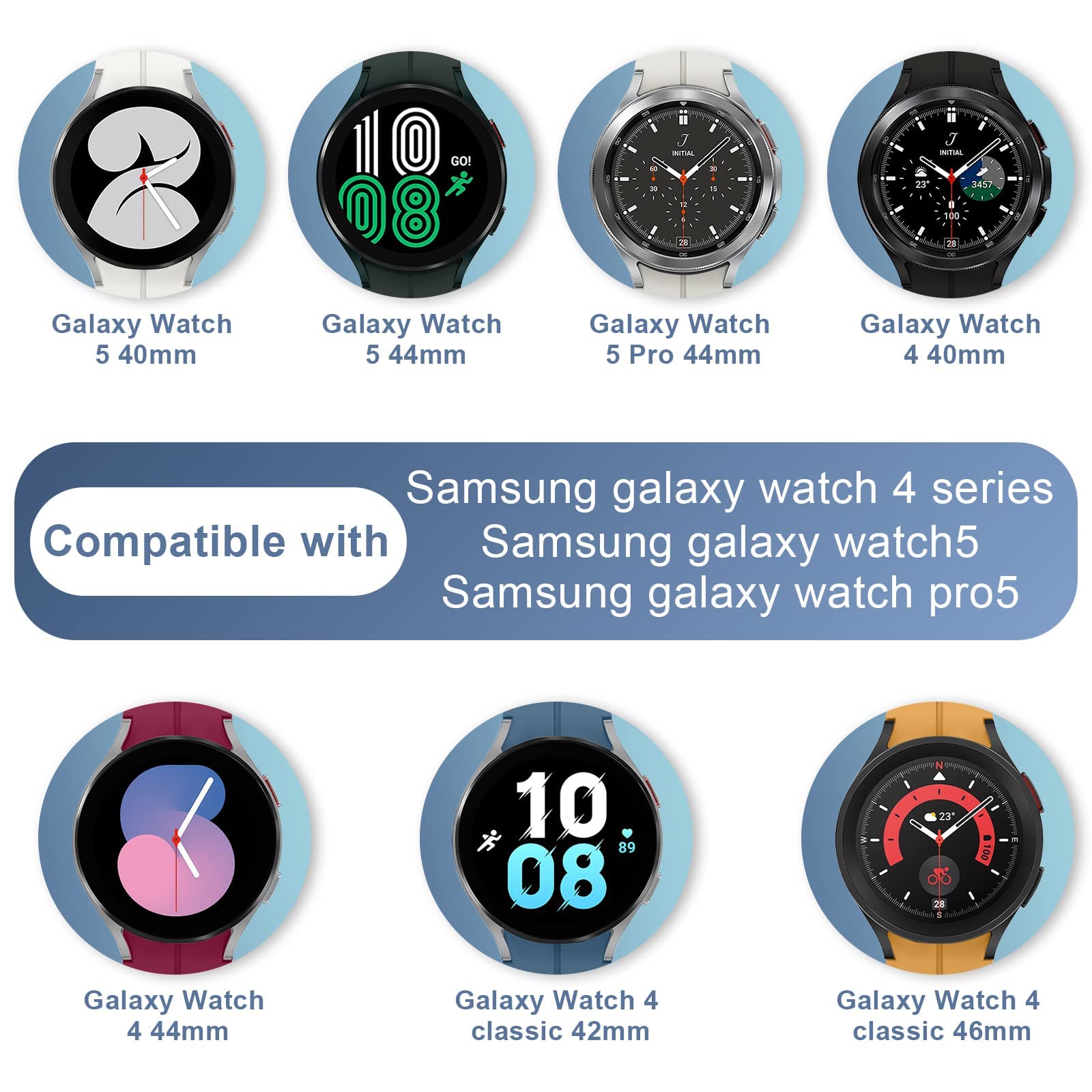 VeveXiao Strap Compatible with Samsung Galaxy Watch 4 40mm/44mm band, Printed Soft Silicone Replacement Straps for Galaxy Watch 4 Classic 42mm/46mm WristBand (grey)
