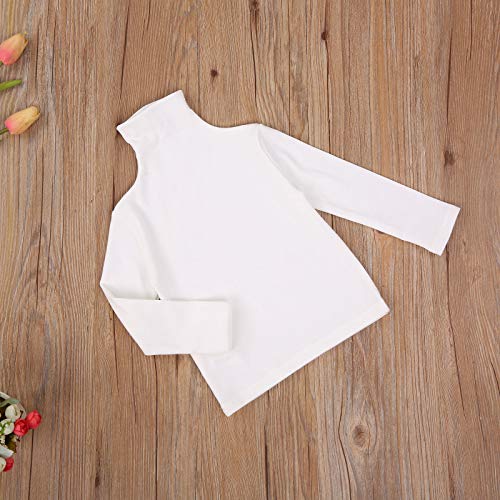Toddler Baby Little Girls Turtleneck T Shirt Top Long Sleeve Basic Solid Color Blouse 1-5Years Old (White Turtleneck Shirt, 5-6X)
