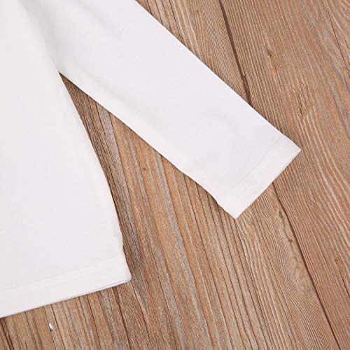Toddler Baby Little Girls Turtleneck T Shirt Top Long Sleeve Basic Solid Color Blouse 1-5Years Old (White Turtleneck Shirt, 5-6X)