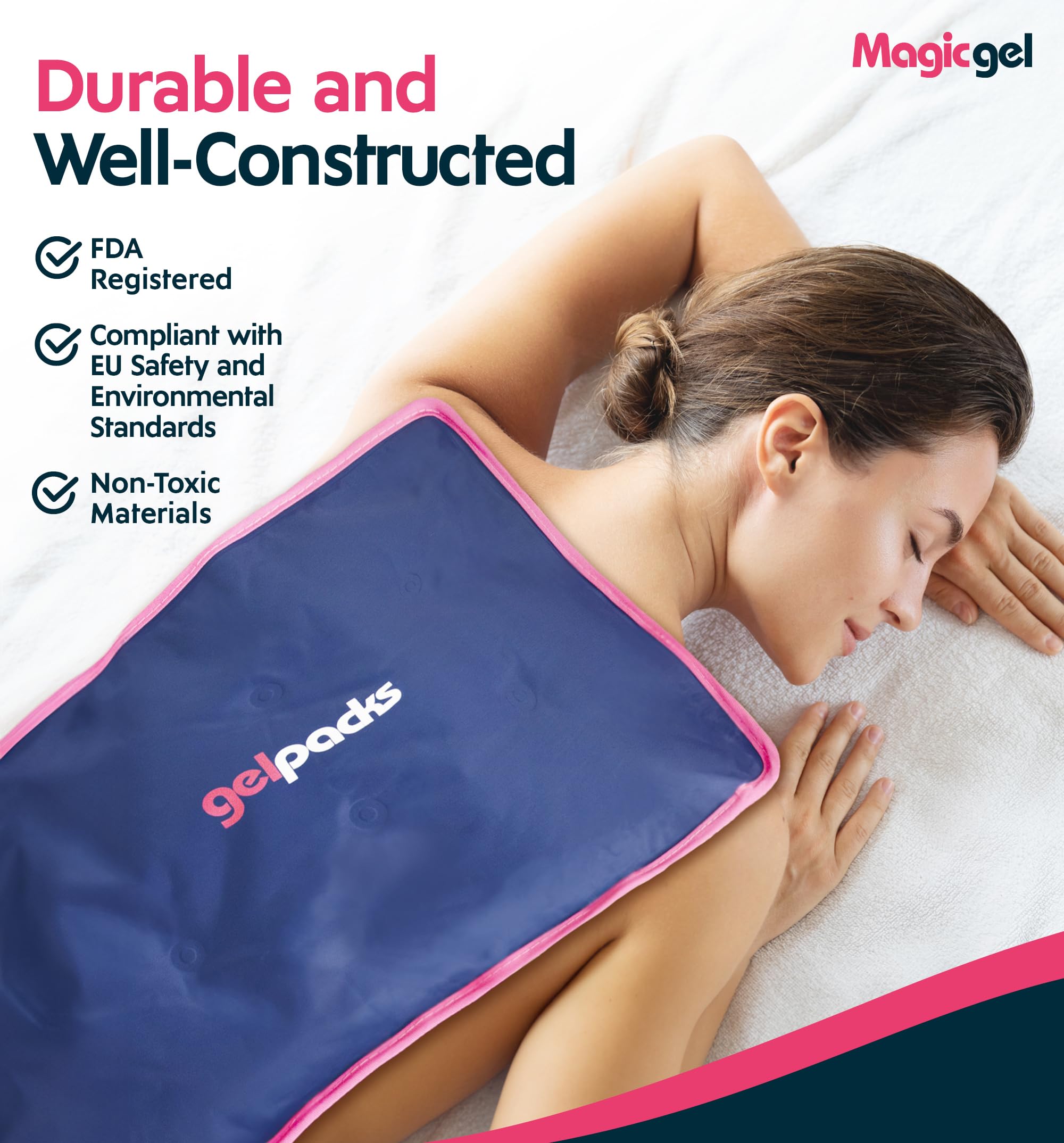 Magic Gel Reusable Large Ice Pack (15" x 11") - FSA HSA Eligible - Reusable Ice Pack Perfect for Back, Hip, Knee, Leg, Lower Back - Reusable Flexible Ice Packs for Body and Full Back