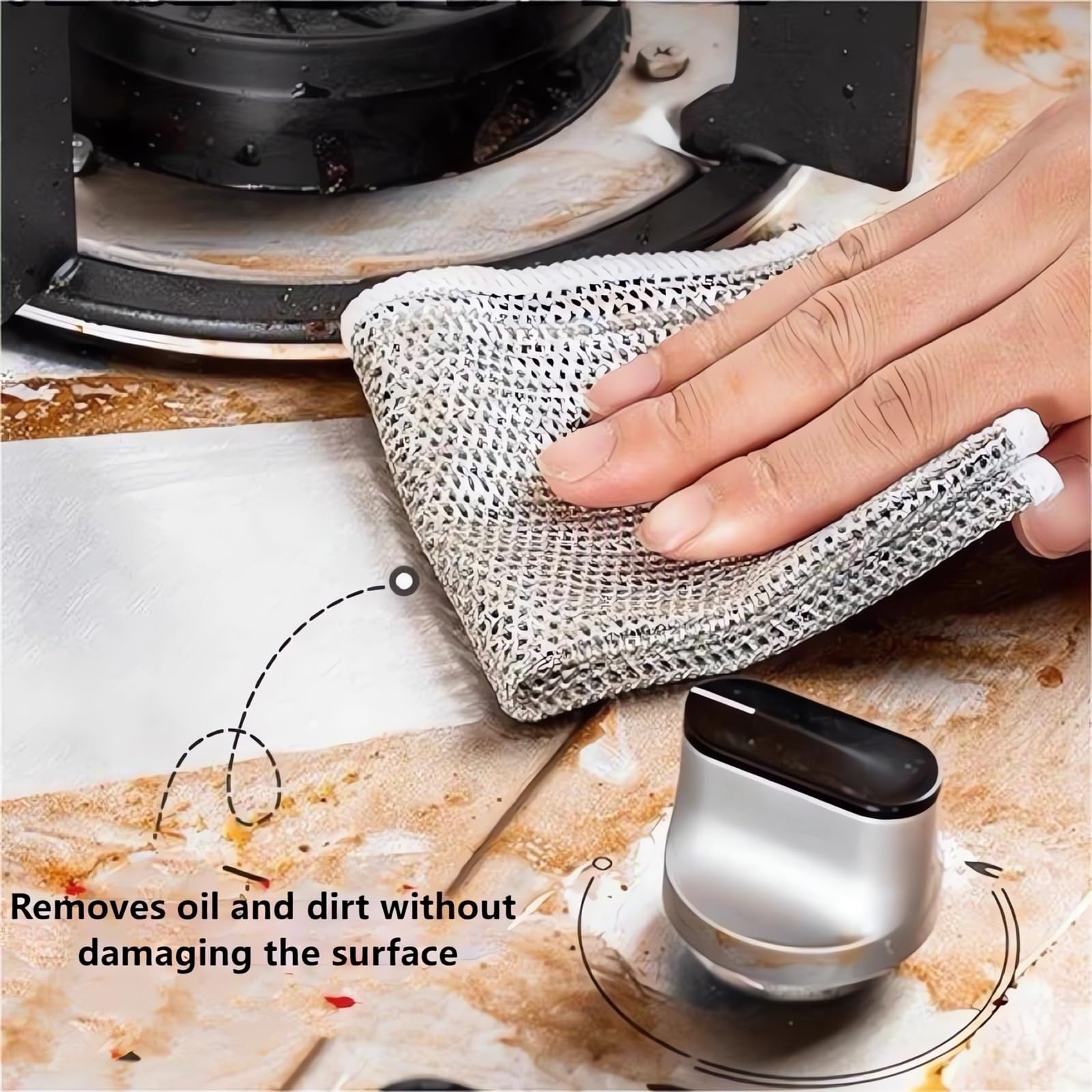 Multipurpose Wire Dishwashing Rags for Wet and Dry - 2024 New Dish Cloths for Washing Dishes, Steel Scrubbers for Cleaning Dishes, Chain Mail Scrubber Cast Iron, Non Scratch Scrubbing Pads (2PCS)