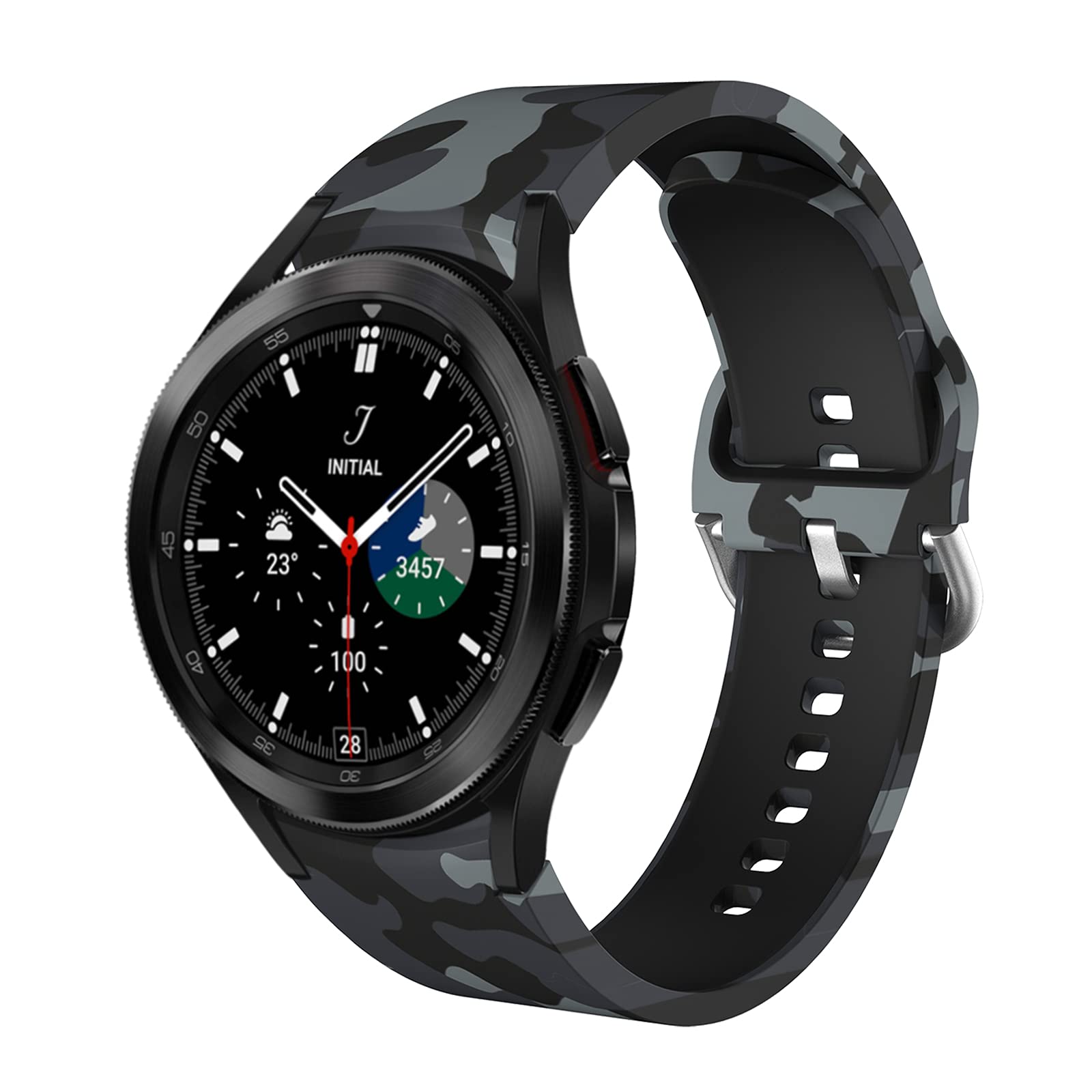 VeveXiao Strap Compatible with Samsung Galaxy Watch 4 40mm/44mm band, Printed Soft Silicone Replacement Straps for Galaxy Watch 4 Classic 42mm/46mm WristBand (grey)