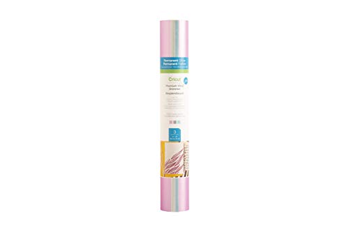 Cricut Shimmer Vinyl Sheets, 12” x 24” (3), Adhesive Decal Roll - Cotton Candy Sampler - Pink, Silver, Light Blue