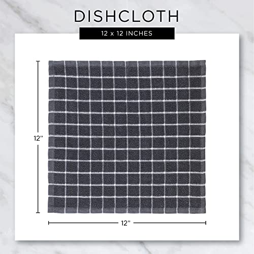 DII Basic Terry Collection Solid Windowpane Dishcloth Set, 12x12, Wine, 6 Piece
