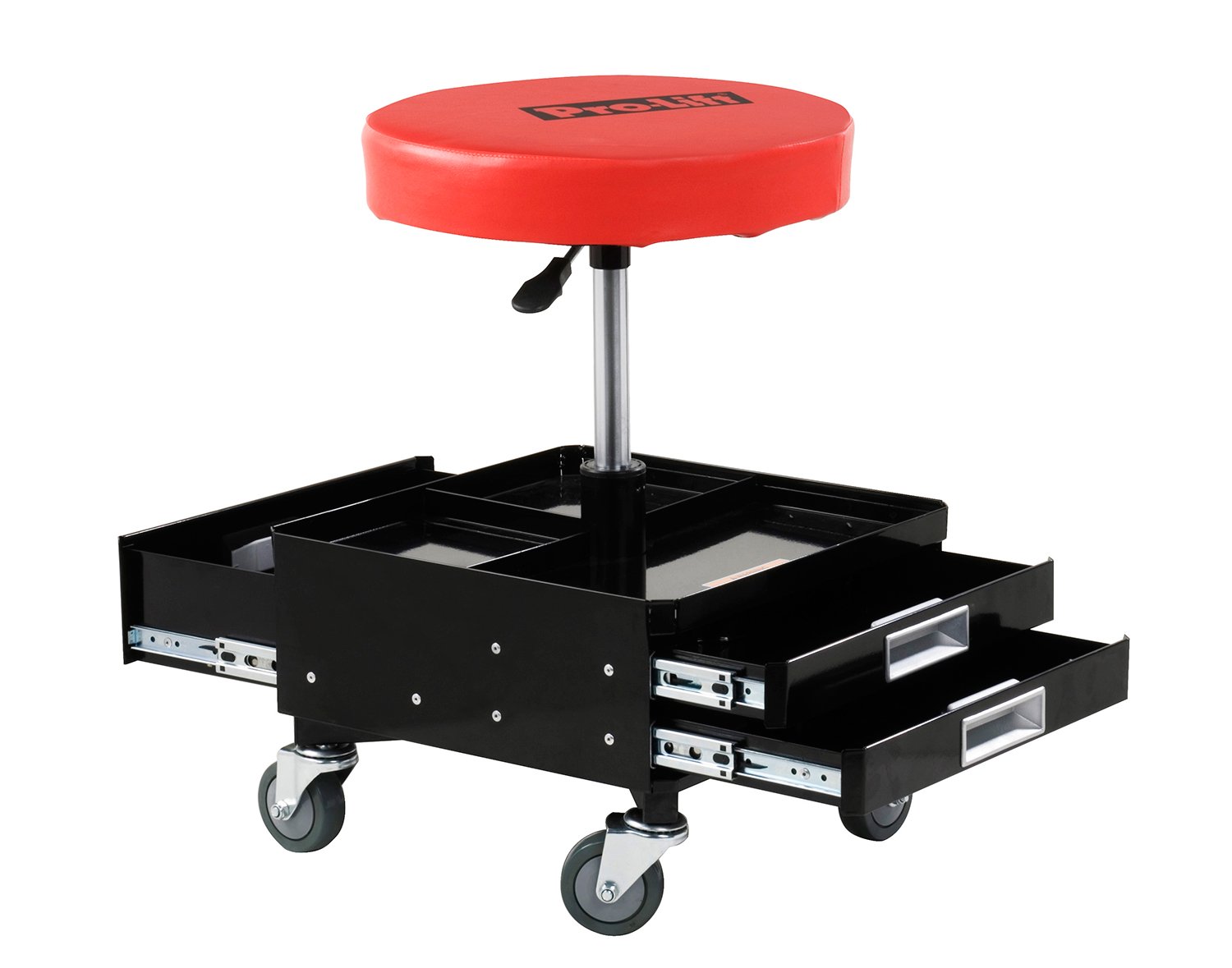 Pro-Lift C-3100 Grey Pneumatic Chair with Dual Tool Tray - 300 lb. Capacity, Pack of 1