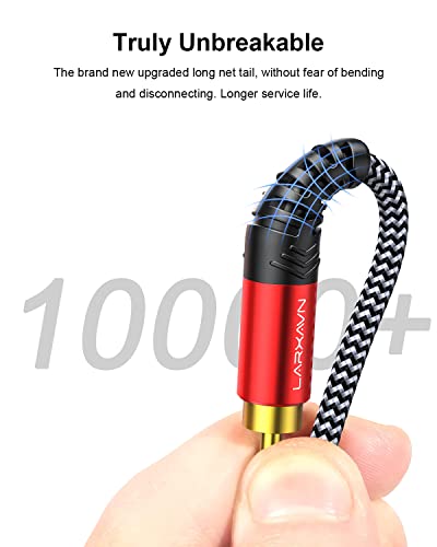 Larxavn RCA Cables 15 ft, RCA Audio Cable [Hi-Fi Sound, Nylon Braided, Shielded] RCA to RCA Audio Cable for Home Theater, HDTV, Amplifiers, Hi-Fi Systems, Speakers