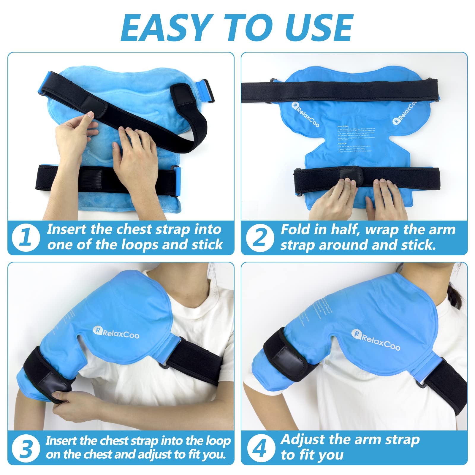 RelaxCoo Shoulder Ice Pack Rotator Cuff Cold Therapy, Reusable Gel Ice Wrap for Shoulder Injuries & Pain Relief, Bursitis, Tendonitis, Swelling, Recovery for Man and Women