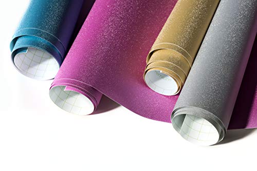 Cricut Shimmer Vinyl Sheets, 12” x 24” (3), Adhesive Decal Roll - Cotton Candy Sampler - Pink, Silver, Light Blue