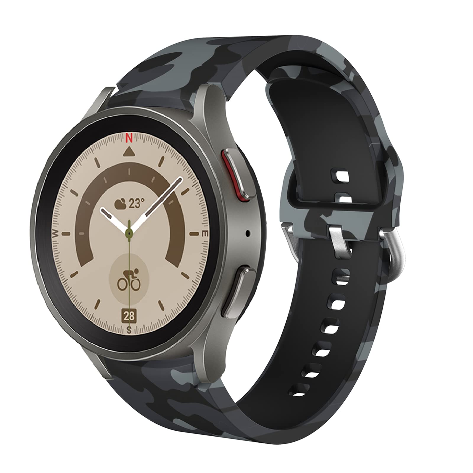 VeveXiao Strap Compatible with Samsung Galaxy Watch 4 40mm/44mm band, Printed Soft Silicone Replacement Straps for Galaxy Watch 4 Classic 42mm/46mm WristBand (grey)