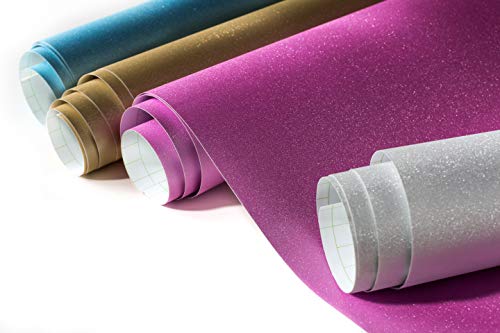 Cricut Shimmer Vinyl Sheets, 12” x 24” (3), Adhesive Decal Roll - Cotton Candy Sampler - Pink, Silver, Light Blue
