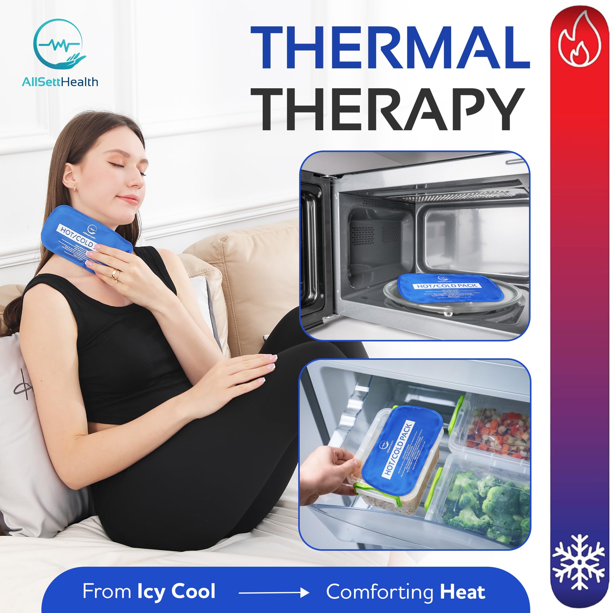 Reusable Hot and Cold Ice Packs for Injuries Reusable – 7 Piece Flexible Ice Packs in Multiple Shapes and Sizes – Multi Use Ice Pack for Back Pain Relief, Neck, Shoulder