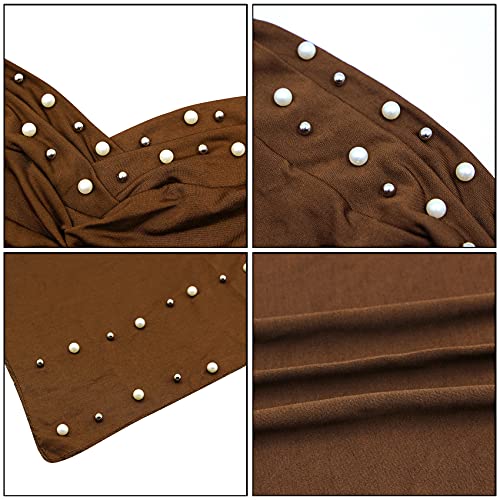 RARITYUS Women Muslim Hijab with Elegant Rose Beads Soft Head Wrap Scarf Shawl Islamic Ramadan Long Hejab