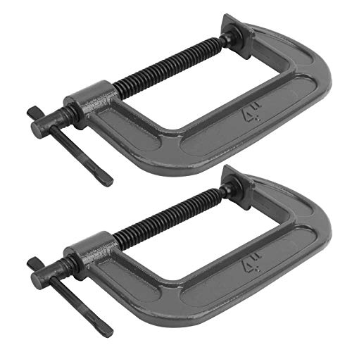2Pcs Malleable Steel C Clamp, 4 Inch G Clamp with Wide Jaw Openings and T Bar Handle, Wood Working Tool, Welding Clamp, for Woodworking, Welding, Home Improvement and Building