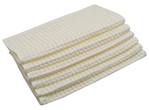 GQZLUCK 100% Natural Cotton Classic Waffle Weave Dish Cloths, Soft Ultra Absorbent Bath Hand FaceTowel, Fast Drying Lightweight Washcloth, Set of 6 (Beige)