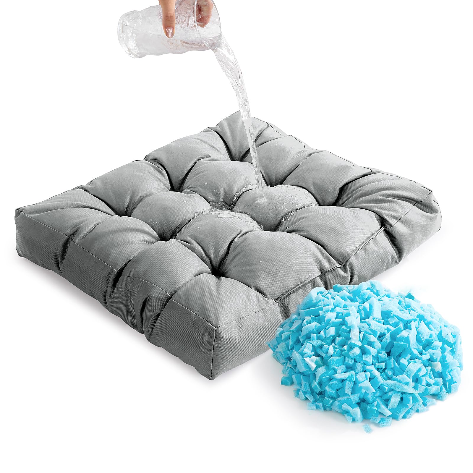 HOMBYS Waterproof Outdoor Chair Cushions, Patio Chair Cushions for Outdoor Furniture Shredded Memory Foam Filling, Floor Pillow for Adults, 22" x 22"Square Chair Pads, Soft and Durable