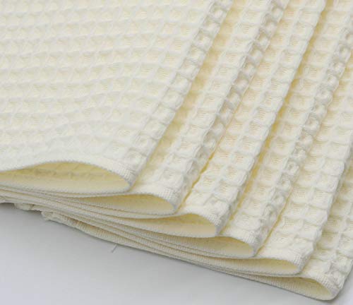 GQZLUCK 100% Natural Cotton Classic Waffle Weave Dish Cloths, Soft Ultra Absorbent Bath Hand FaceTowel, Fast Drying Lightweight Washcloth, Set of 6 (Beige)