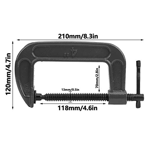 2Pcs Malleable Steel C Clamp, 4 Inch G Clamp with Wide Jaw Openings and T Bar Handle, Wood Working Tool, Welding Clamp, for Woodworking, Welding, Home Improvement and Building