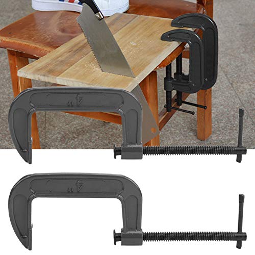 2Pcs Malleable Steel C Clamp, 4 Inch G Clamp with Wide Jaw Openings and T Bar Handle, Wood Working Tool, Welding Clamp, for Woodworking, Welding, Home Improvement and Building