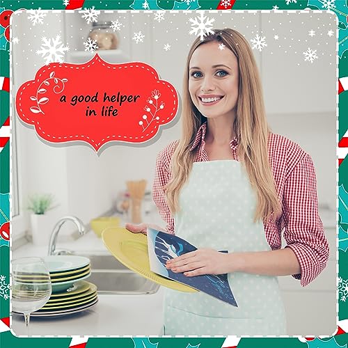 6 Pcs Christmas Swedish Kitchen Dishcloths White Blue Xmas Tree Snowflake Snowman Reindeer Dish Towel Reusable Fast Dry Kitchen Dishcloth for Christmas Winter Baking Cooking, 6.9 x 7.5 Inch