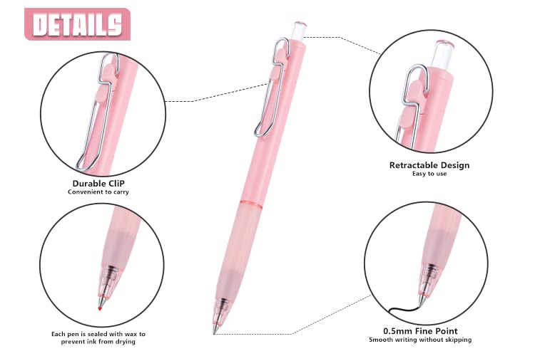 Pastel Gel Pens 20 Pack, Black Ink Pens, 10 Different Pastel Colors, 0.5mm Fine Point Cute Pens for School Office Back to School Supplies by MIVACHI