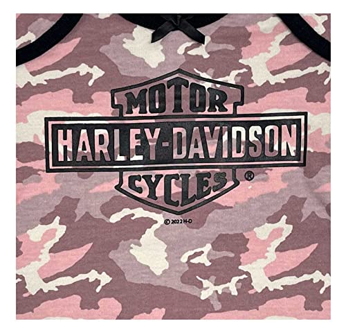 Harley-Davidson Baby Girls' Printed Camo Knit Infant Creeper & Headband (12/18M)
