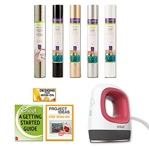 Cricut Raspberry Mini Easy Press Bundle with Everyday Iron-On Rolls, Strong Bond Iron On Rolls, HTV, Easy to Weed Heat Transfer Vinyl, Sublimation, Convenient and Portable Size, DIY Small Projects