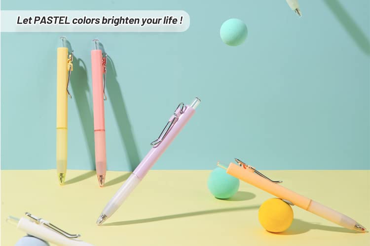 Pastel Gel Pens 20 Pack, Black Ink Pens, 10 Different Pastel Colors, 0.5mm Fine Point Cute Pens for School Office Back to School Supplies by MIVACHI