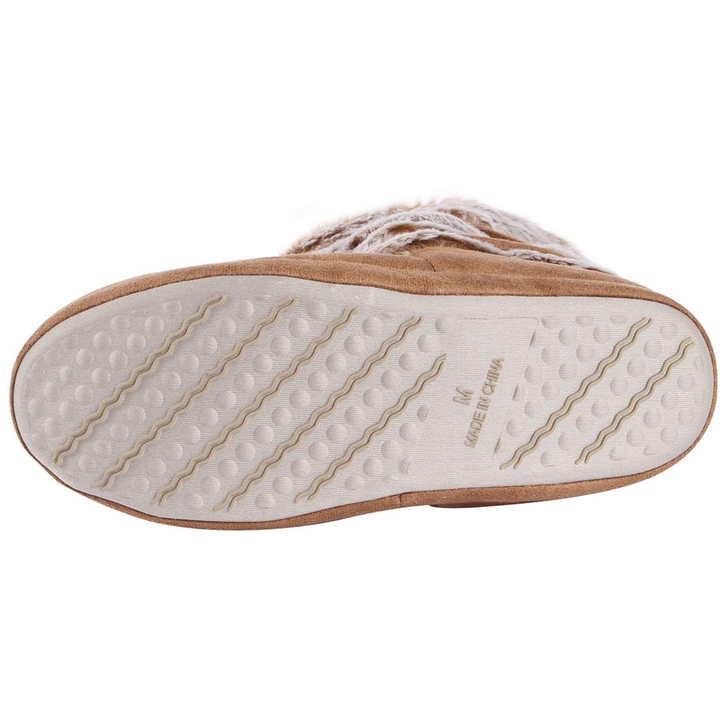 Home Slipper Womens Super Warm with Pom Poms Lined Tall Indoor Room Floor House Boots Slippers Shoes,US 7/8,Khaki