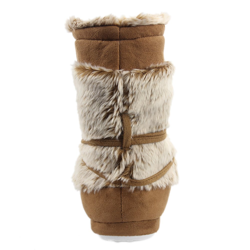 Home Slipper Womens Super Warm with Pom Poms Lined Tall Indoor Room Floor House Boots Slippers Shoes,US 7/8,Khaki