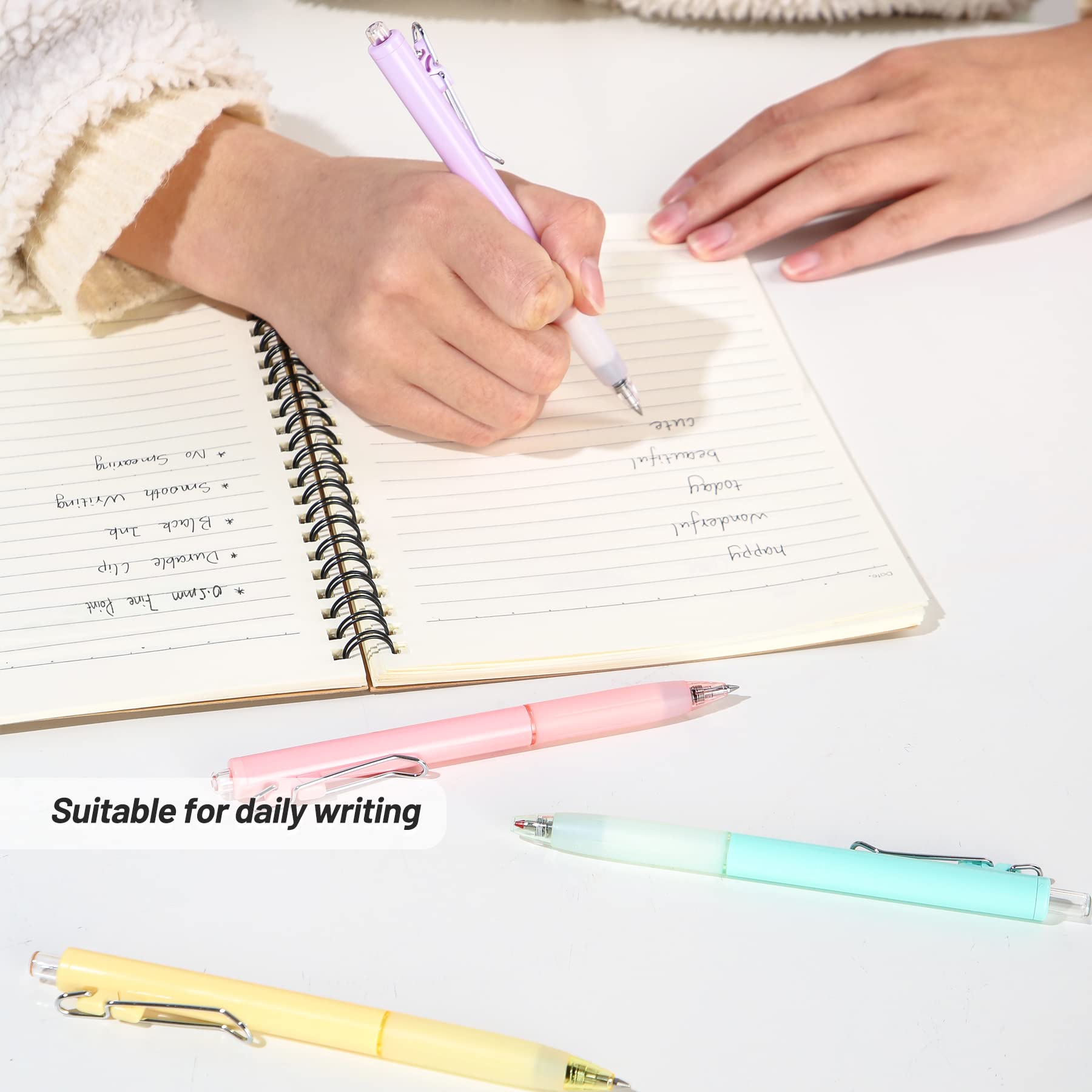 Pastel Gel Pens 20 Pack, Black Ink Pens, 10 Different Pastel Colors, 0.5mm Fine Point Cute Pens for School Office Back to School Supplies by MIVACHI