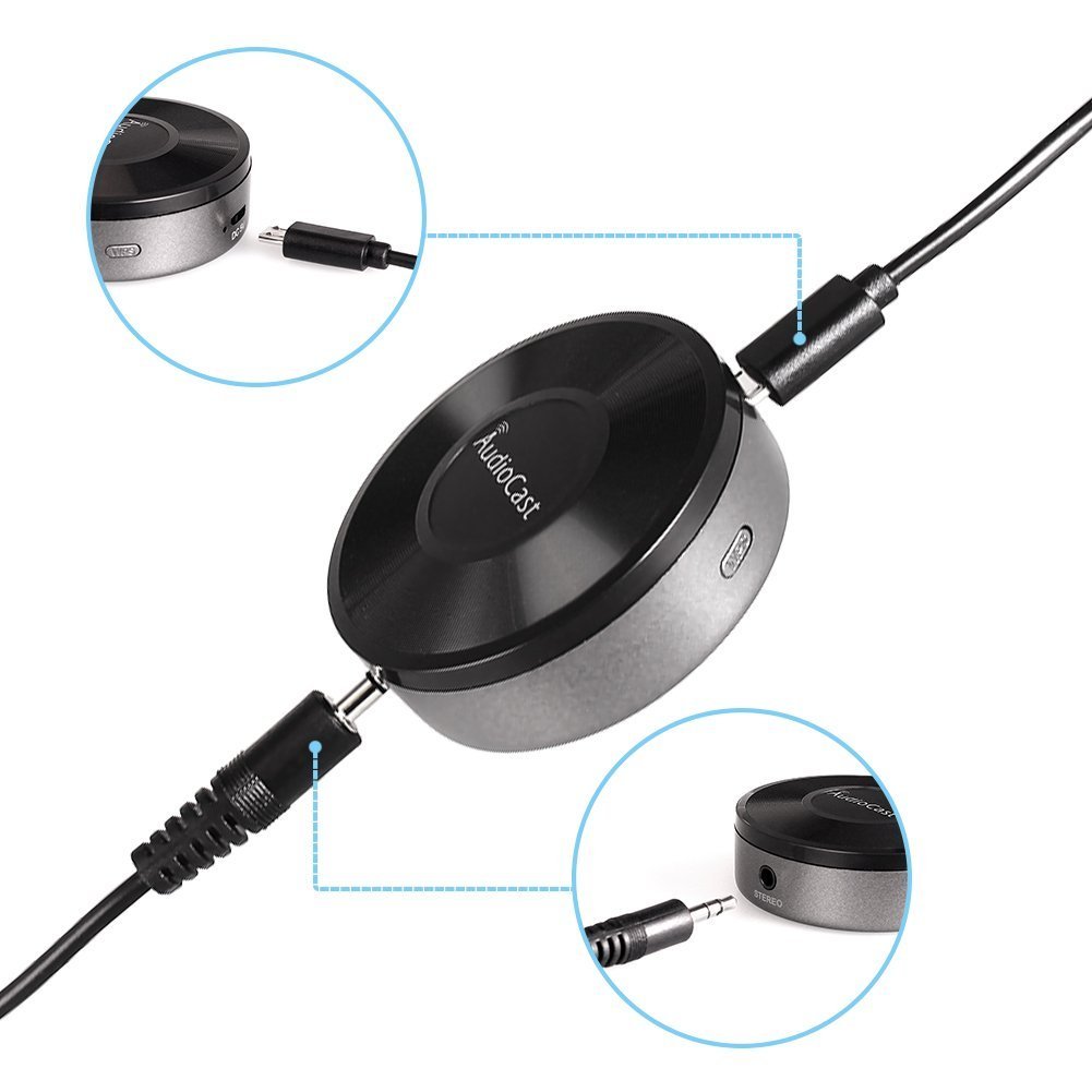 ACEMAX M5 AudioCast WiFi Wireles Audio Adapter Airplay DLNA Spotify iHeartRadio Supporting Stream Audio to Speaker Systems Over 2.4G Wi-Fi Network Multi Room Supported