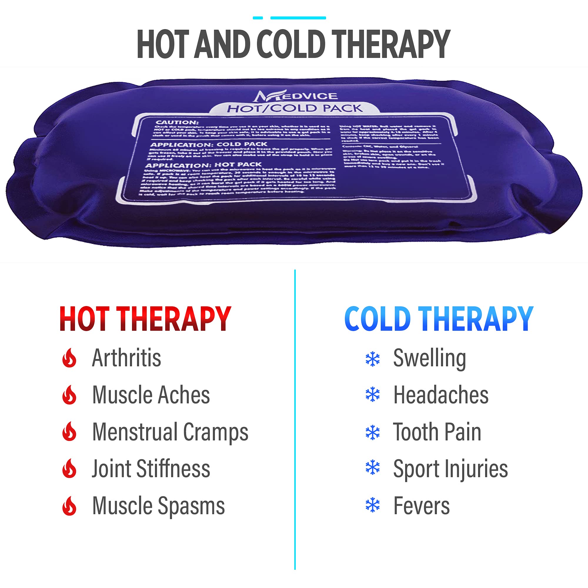 Reusable Hot and Cold Ice Packs for Injuries (3-Piece Set), Joint Pain, Muscle Soreness and Body Inflammation - Reusable Gel Wraps - Adjustable & Flexible for Knees, Back, Shoulders, Arms and Legs