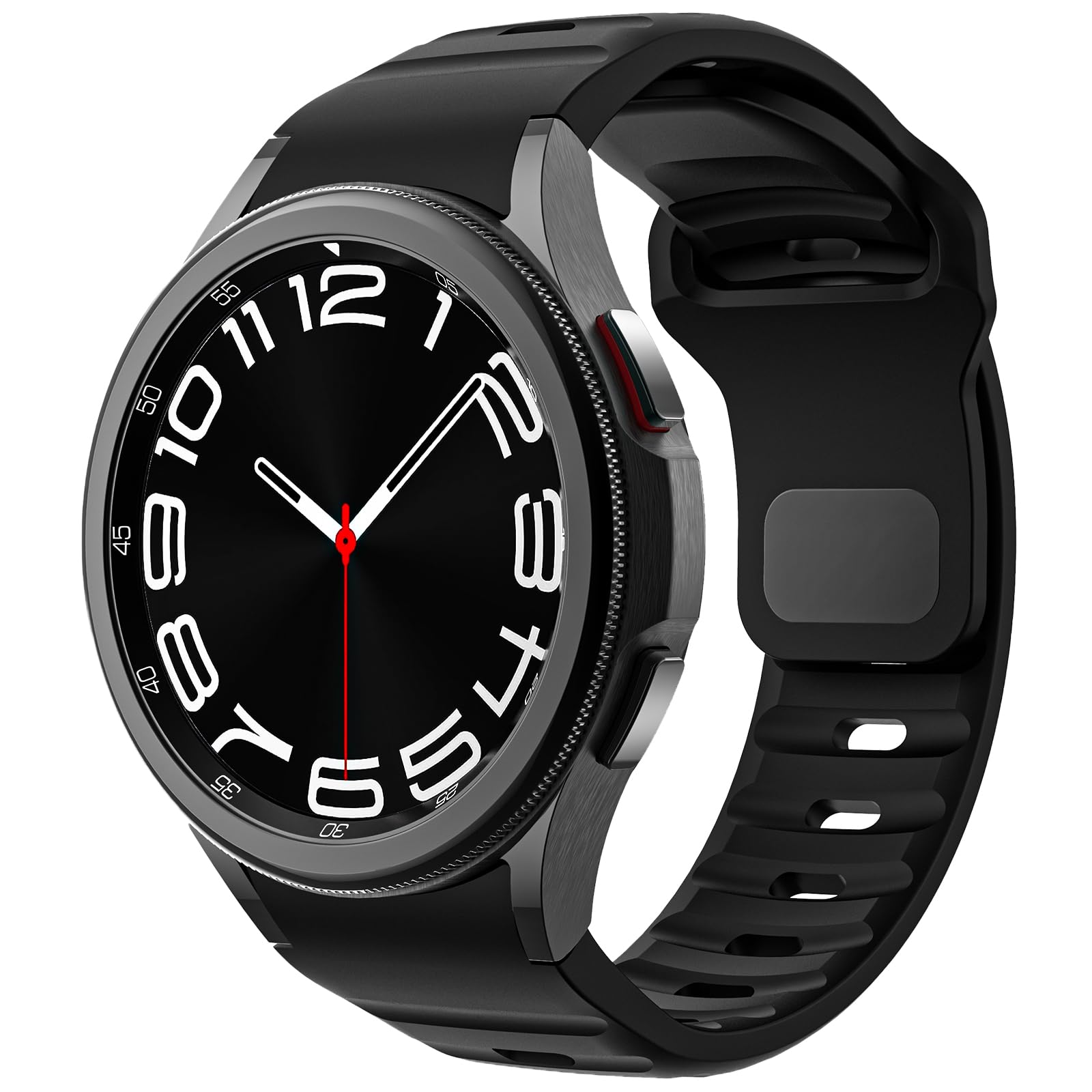 Rugged No Gap Bands Compatible with Samsung Galaxy Watch 6 4 5 Band 40mm 44mm/Galaxy Watch 6 Classic 47mm 43mm/Watch 4 Classic 46mm 42mm/Watch 5 Pro 45mm, Soft Silicone Replacement Sport Strap for Men
