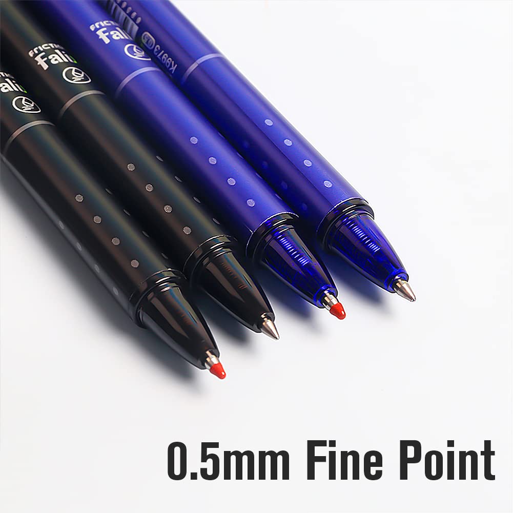 DRMAVI 20 Pcs Erasable Ballpoint Pen Erasable Gel Pens Retractable Eraser Pens,0.5 Fine Point Black Erasable Pens,Make Mistakes Disappear, Drawing Writing Journal School Supplies (20 Black)