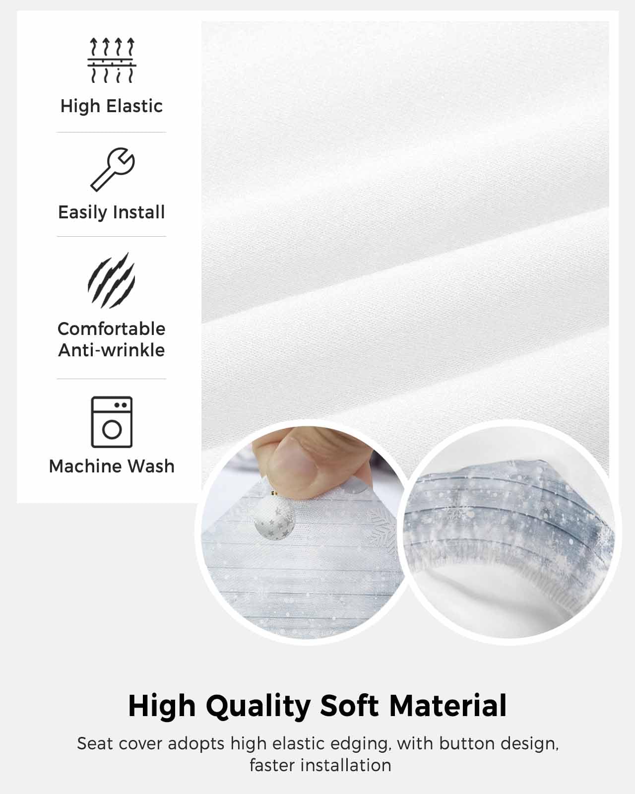 Christmas Ball Office Chair Cover Stretchable Computer Chair Seat Cover Backrest Slipcovers, Stretchable Rotating Desk Chair Seat Cushion Split Protectors Winter Snowy Pine Tree Leaves Farmhouse
