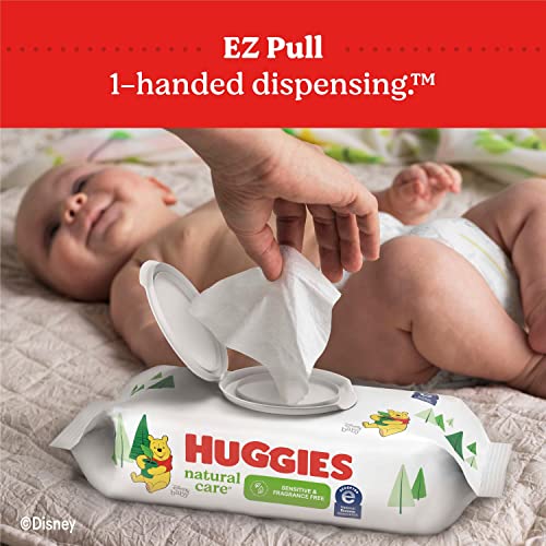 Baby Wipes, Huggies Natural Care Sensitive Baby Diaper Wipes, Unscented, Hypoallergenic, 8 Flip-Top Packs, 56 Count (Pack of 8)