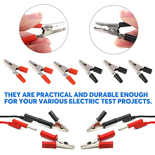 Glarks 60Pcs 53MM Insulated Alligator Clip Clamp Assortment Kit, Red Black Electrical Test Clamps with Plastic Hands for Electrical Testing