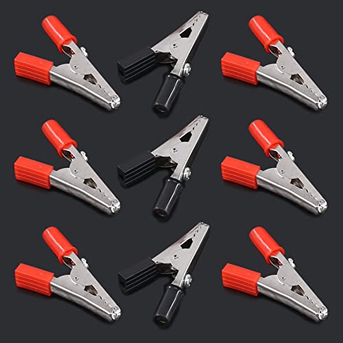 Glarks 60Pcs 53MM Insulated Alligator Clip Clamp Assortment Kit, Red Black Electrical Test Clamps with Plastic Hands for Electrical Testing