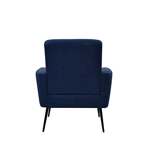 Lepfun Mid Century Modern Upholstered Fabric Accent, Living Room, Bedroom Leisure Single Sofa (Metal Legs), TV armrest seat,Suitable for Small Space Home,Office,Coffee Chair,Dark Blue
