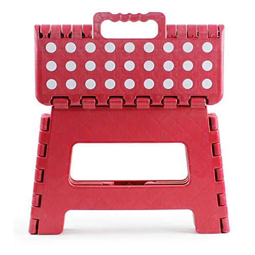 SPLENDOLE Folding Step Stool - 9-Inch Non-Slip Foot Stool for Kitchen, Bathroom, Living Room - Compact and Lightweight Stool Chair with 250-Lb Maximum Weight Capacity Step Stools for Kids and Adults