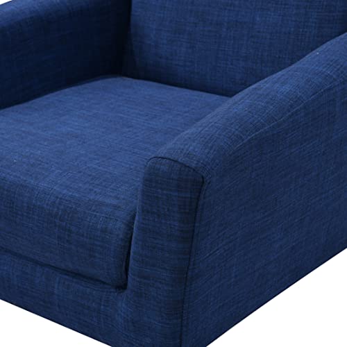 Lepfun Mid Century Modern Upholstered Fabric Accent, Living Room, Bedroom Leisure Single Sofa (Metal Legs), TV armrest seat,Suitable for Small Space Home,Office,Coffee Chair,Dark Blue