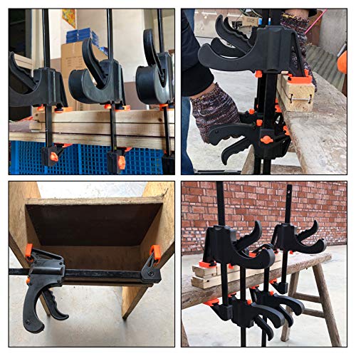 12 Pack 4 Inch Bar Clamps for Woodworking Quick Grip Clamps Trigger Clamp One Handed Ratchet Clamp, Mini Small Bar Clamps for Craft Wood Clamps for Gluing